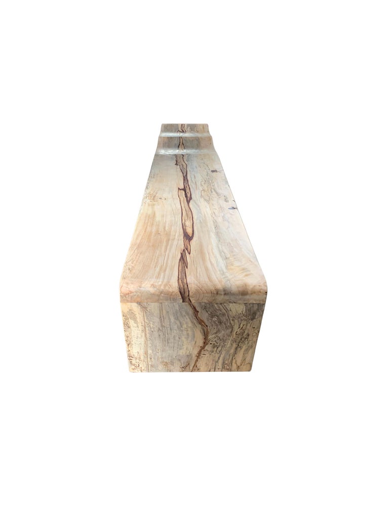 Sculptural Tamarind Wood Long Bench Carved Detailing Modern Organic For ...
