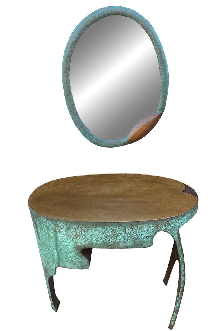 Sculptural Mid-Century Modern Studio Made Copper Console Table, Vanity ...