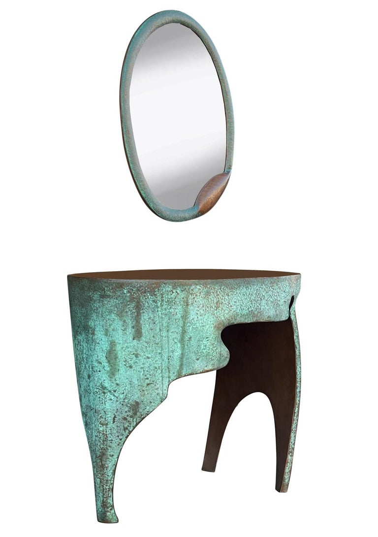 Sculptural Mid-Century Modern Studio Made Copper Console Table, Vanity ...
