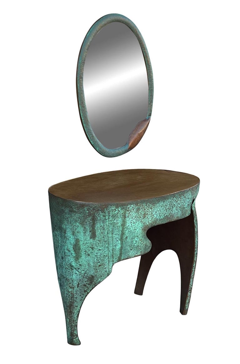 Sculptural Mid-Century Modern Studio Made Copper Console Table, Vanity ...