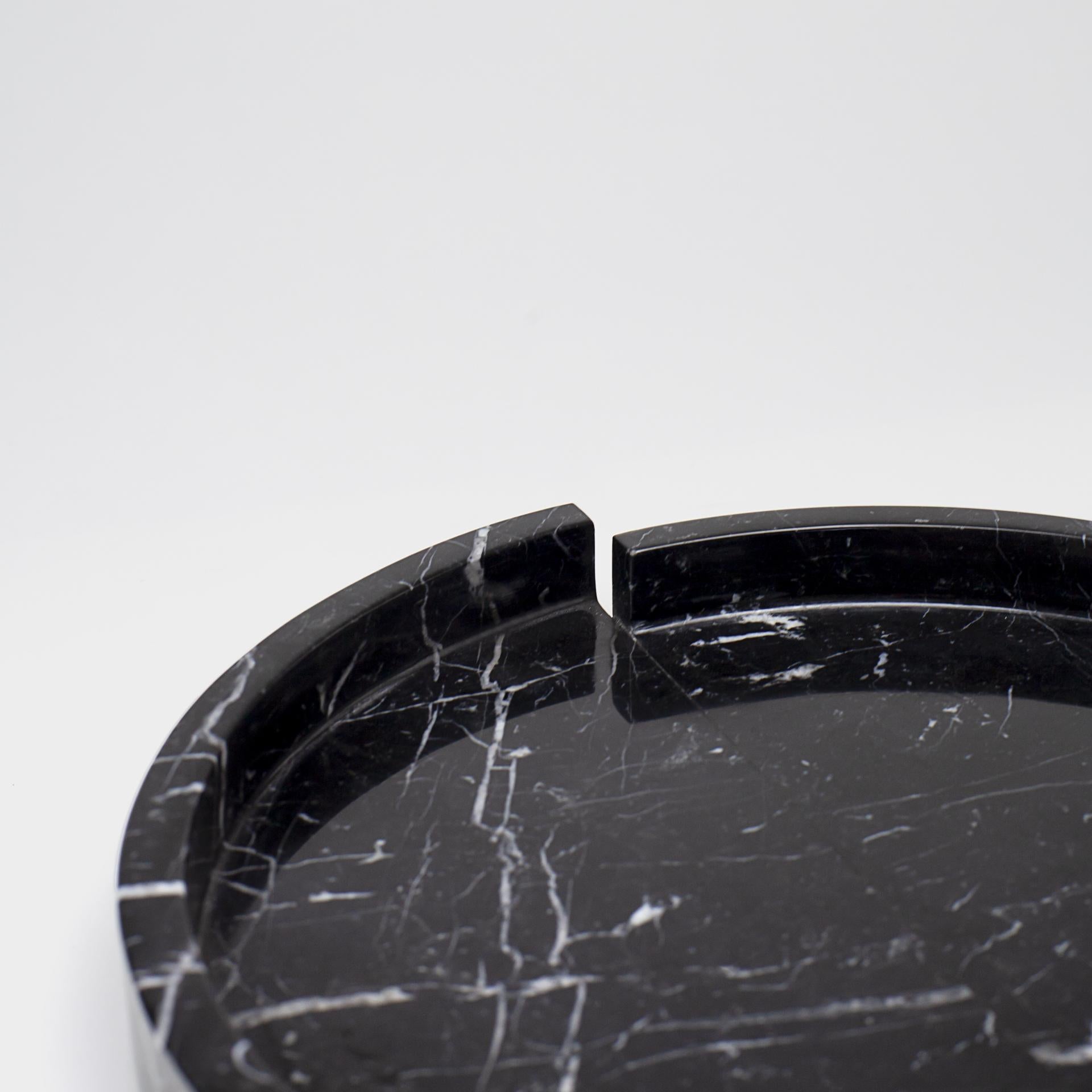 Sculptural Minimalist Marble Bowl in Black Marble, Made in Italy by ...