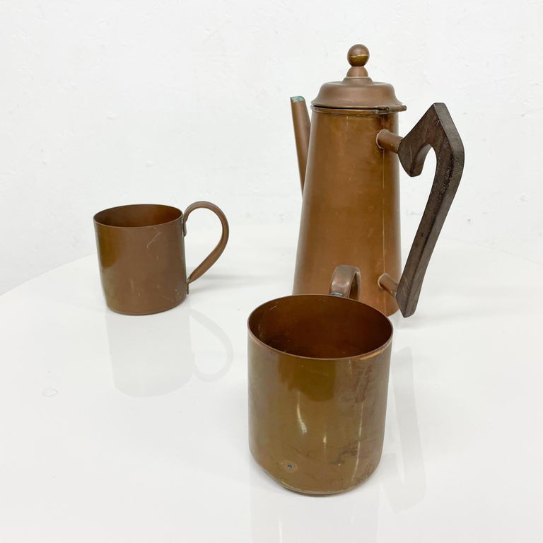 Mexico 1950s Peggy Page Copper Coffee Pot and Cup Set Sculptural ...
