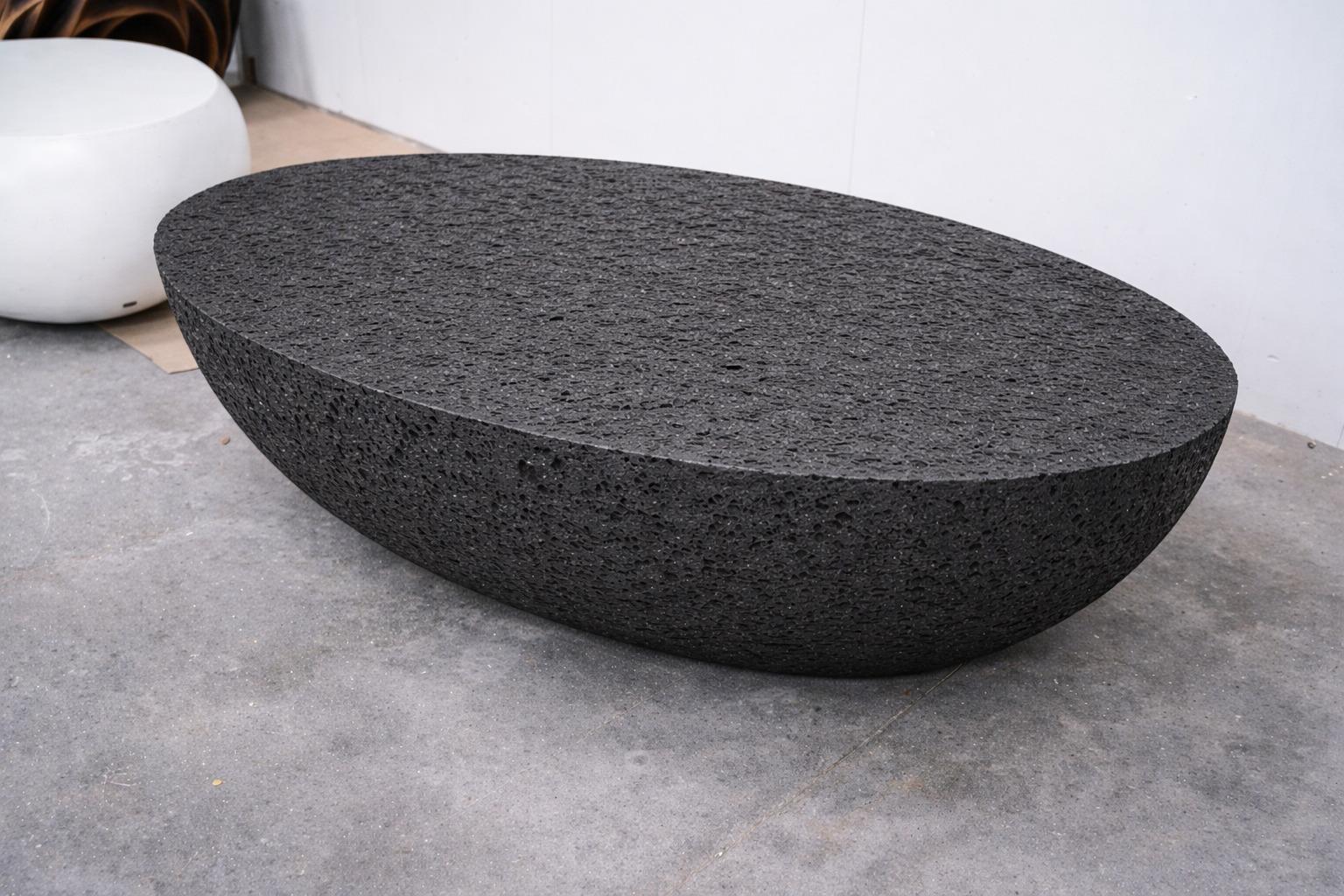 Sculptural Monolithic Coffee Table In Matte Black Basalt Finish For ...