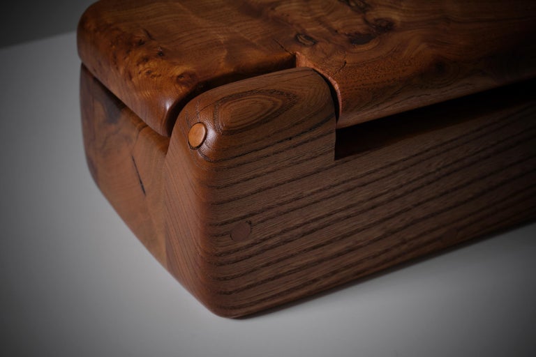 Sculptural Olive Wooden Box, France 1970s For Sale at 1stDibs