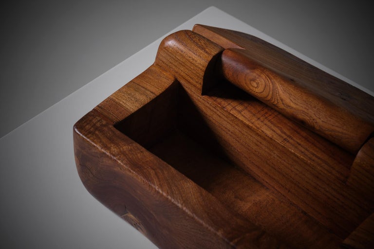 Sculptural Olive Wooden Box, France 1970s For Sale at 1stDibs