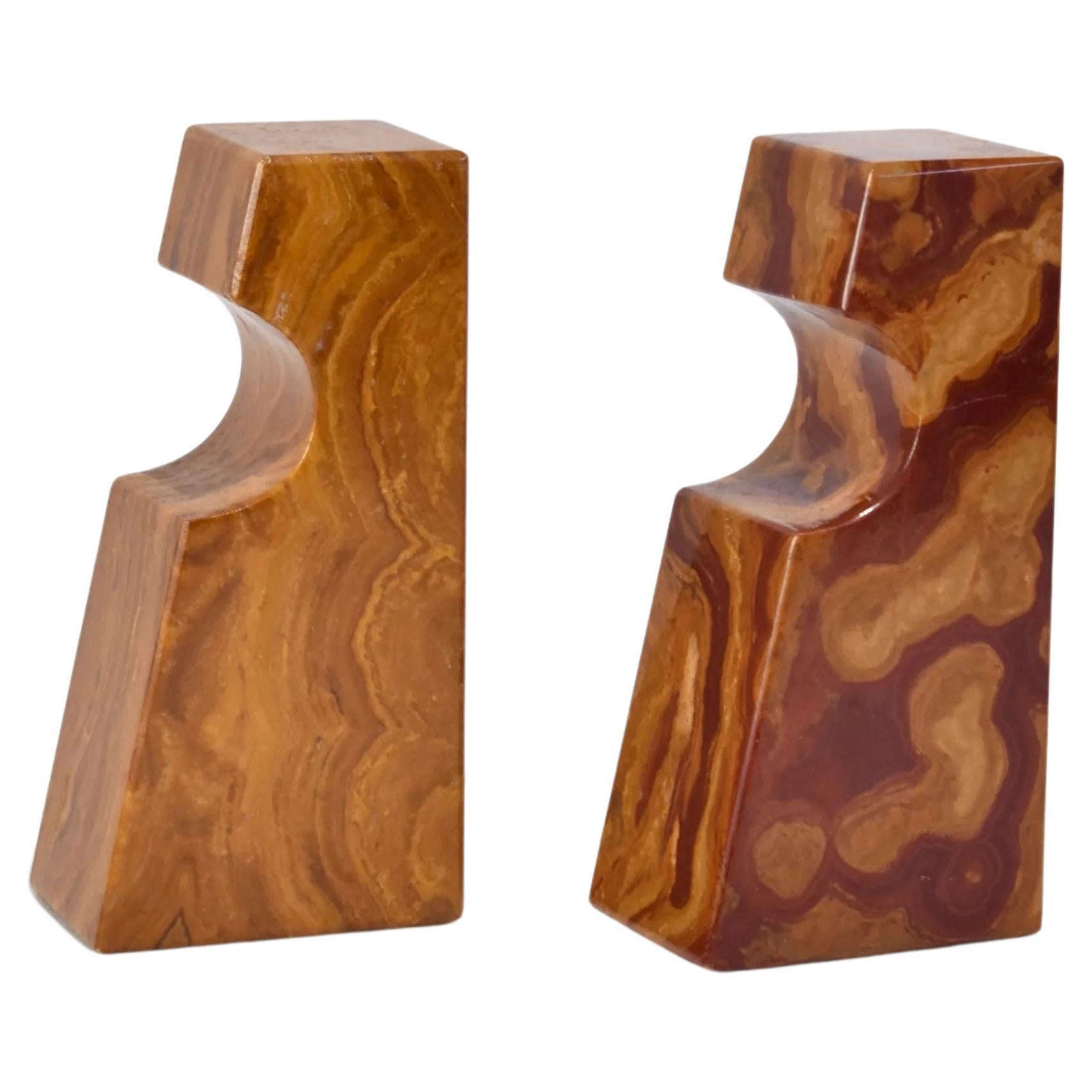 Sculptural Onyx Bookends at 1stDibs