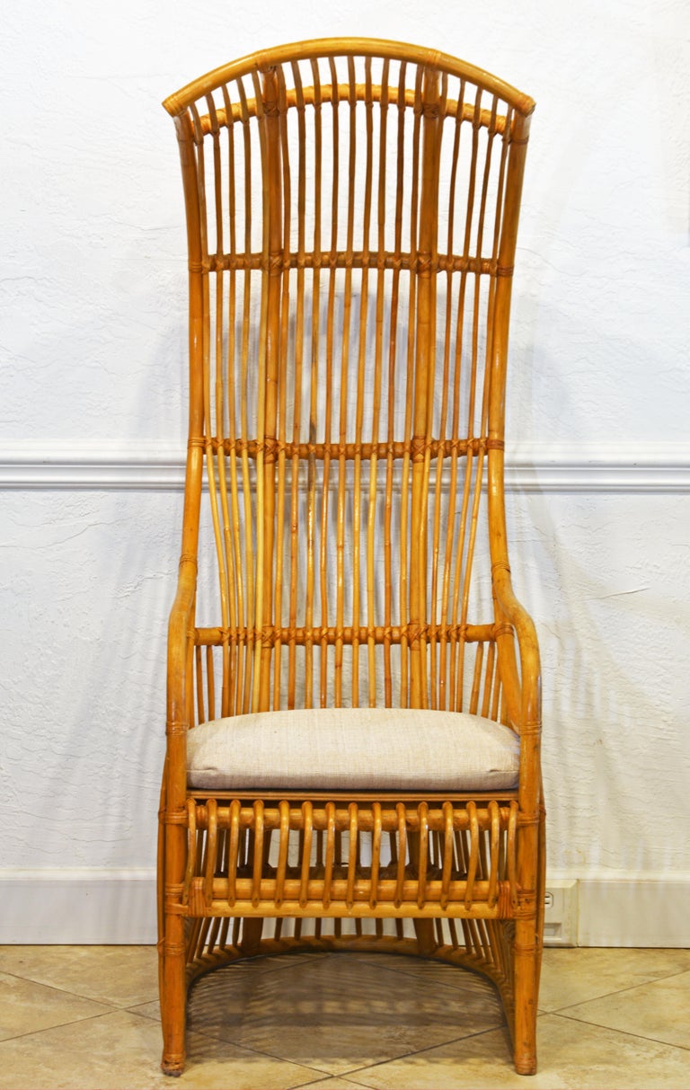 Chaise canopée sculpturale de forme organique en bambou et rotin, à la ...