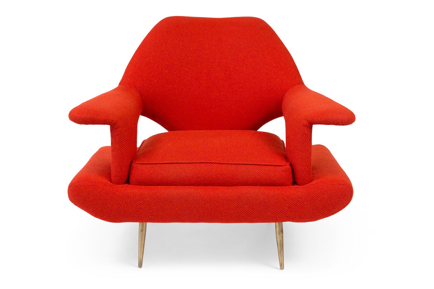 Sculptural Pair of Large Scale Midcentury Italian Lounge Chairs at 1stDibs