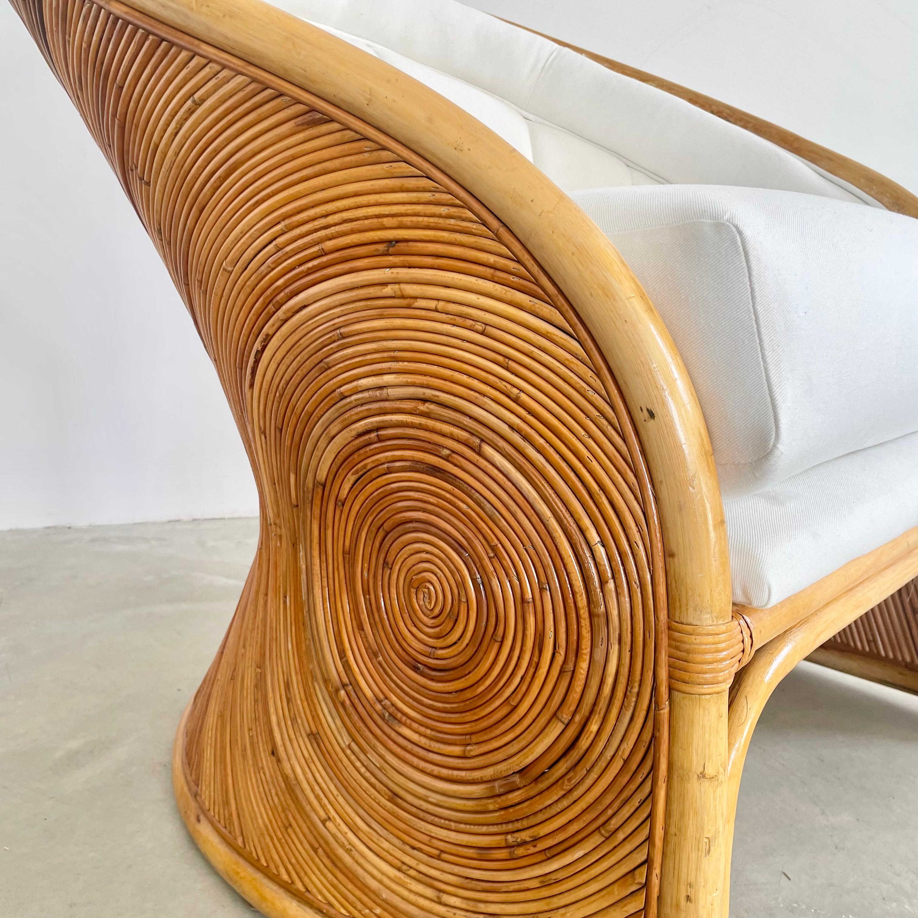 Sculptural Pair of Pencil Reed Club Chairs, 1970s at 1stDibs