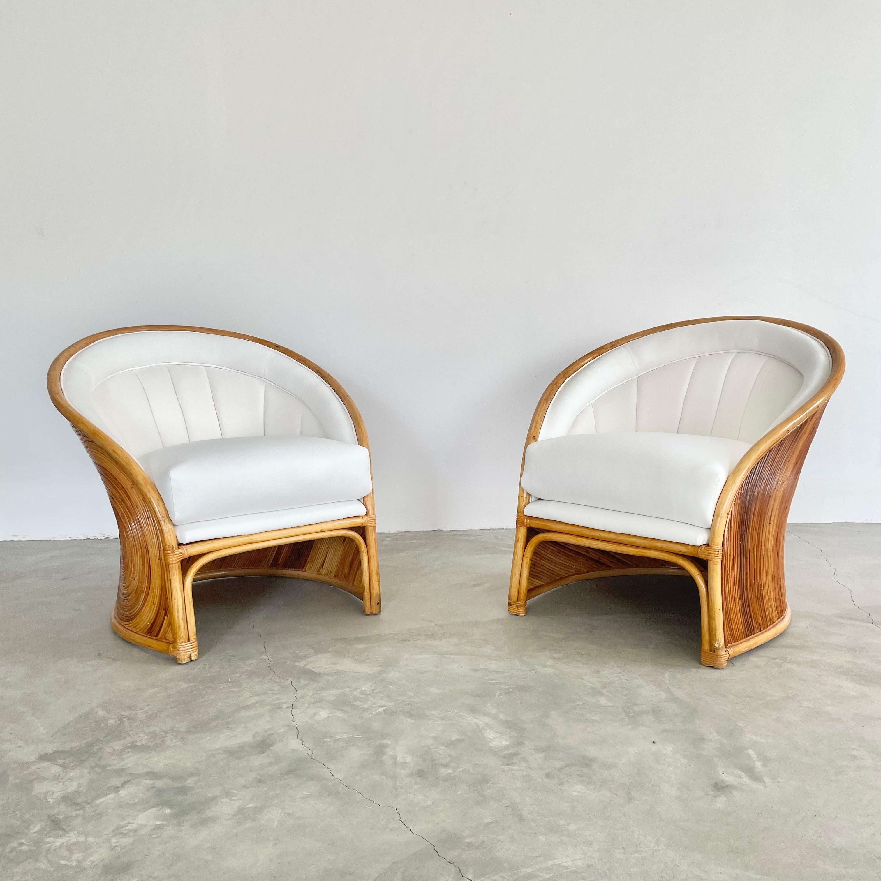 Sculptural Pair of Pencil Reed Club Chairs, 1970s at 1stDibs
