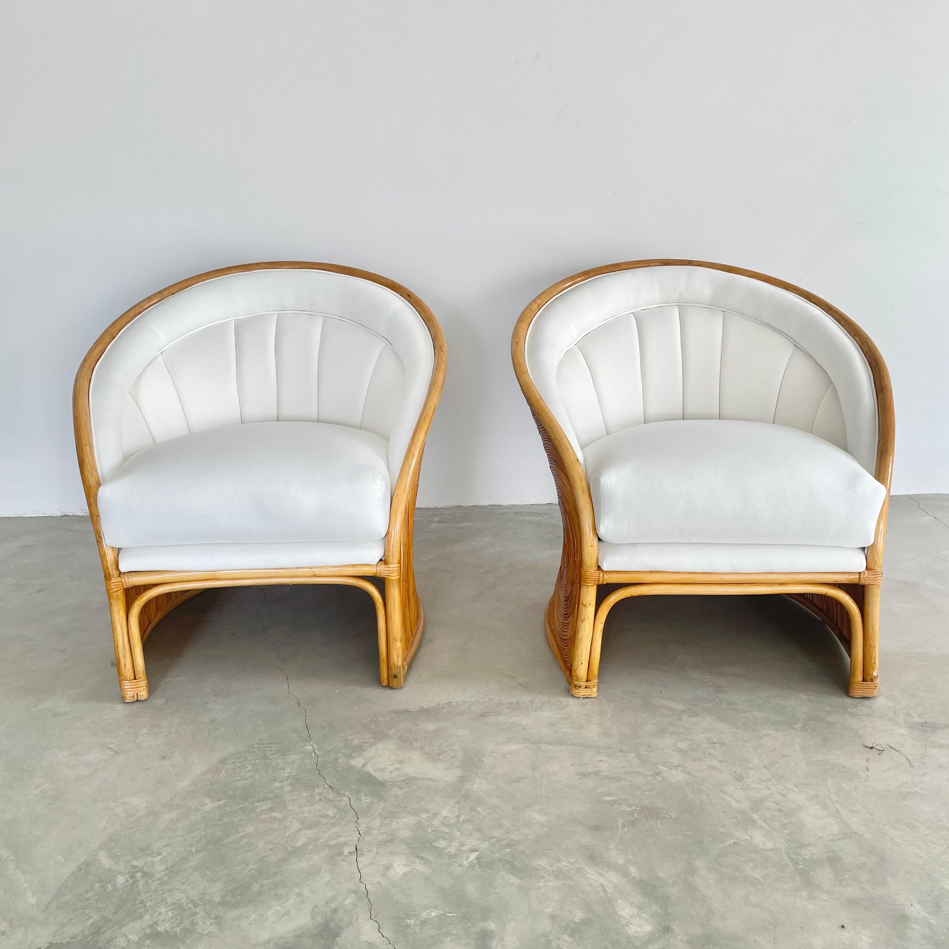 Sculptural Pair of Pencil Reed Club Chairs, 1970s at 1stDibs