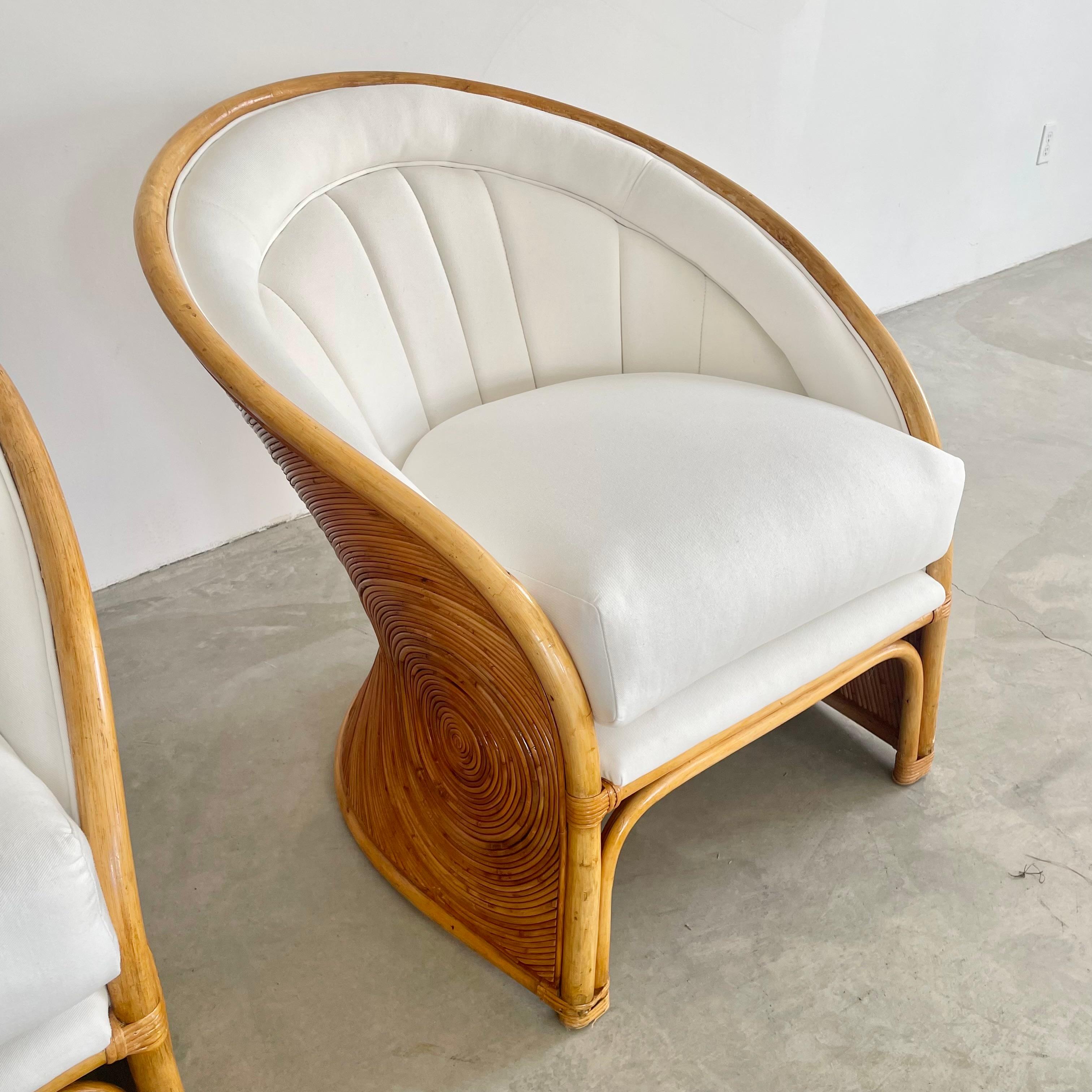 Sculptural Pair of Pencil Reed Club Chairs, 1970s at 1stDibs