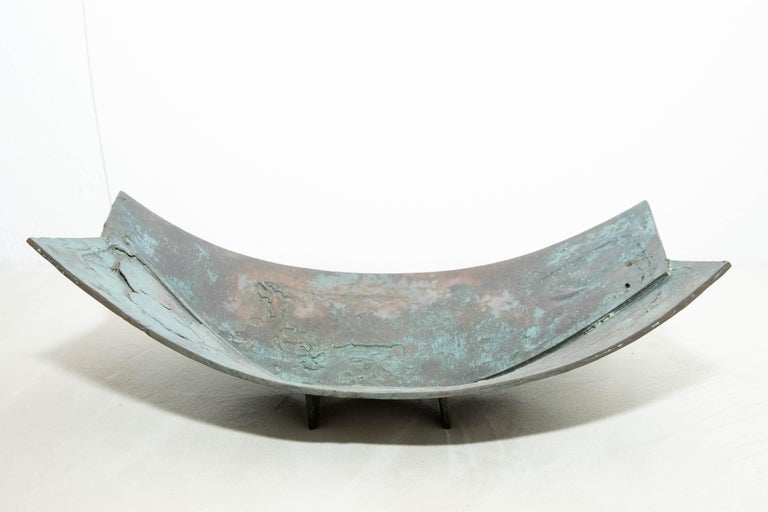 Sculptural Patinated Iron Bowl For Sale at 1stDibs