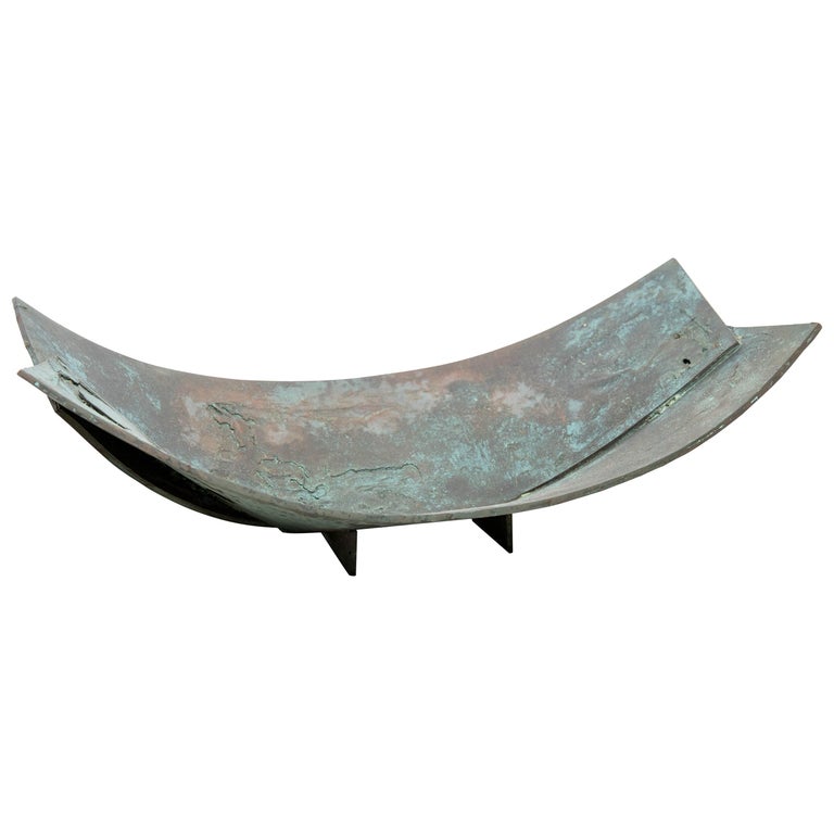 Sculptural Patinated Iron Bowl For Sale at 1stDibs