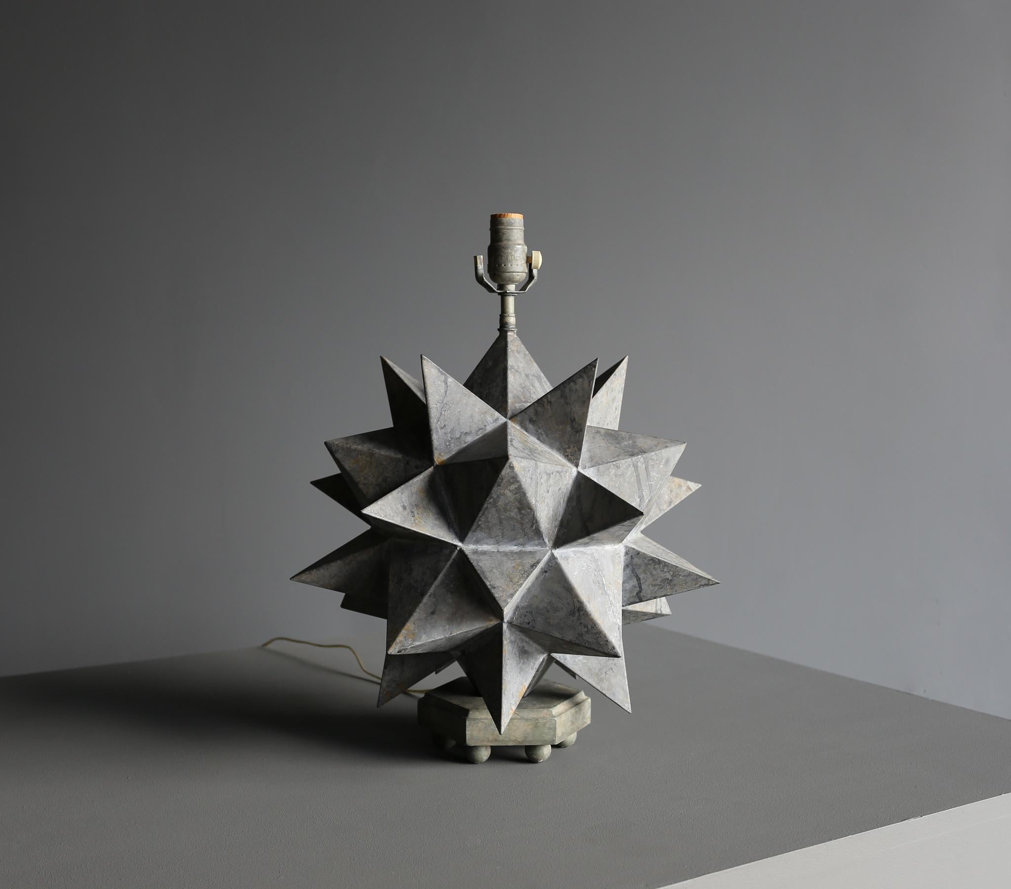 Sculptural Patinated Metal Table Lamp, circa 1970 at 1stDibs