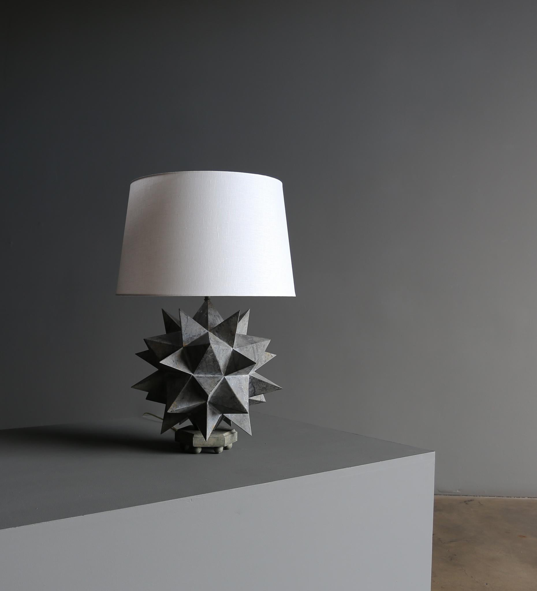 Sculptural Patinated Metal Table Lamp, circa 1970 at 1stDibs