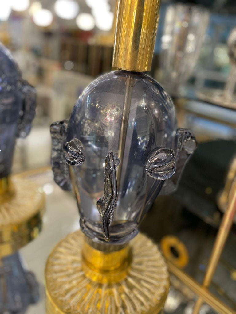 Sculptural "Picasso" Table Lamps in "Blue Petrol" Murano Glass For Sale ...