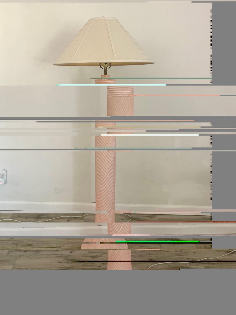 Sculptural Pink Plaster Floor Lamp Faux Pencil Reed For Sale at 1stDibs