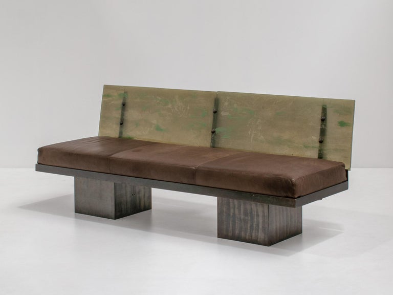 Sculptural Post-Modern Steel Sofa, France 1980s For Sale at 1stDibs