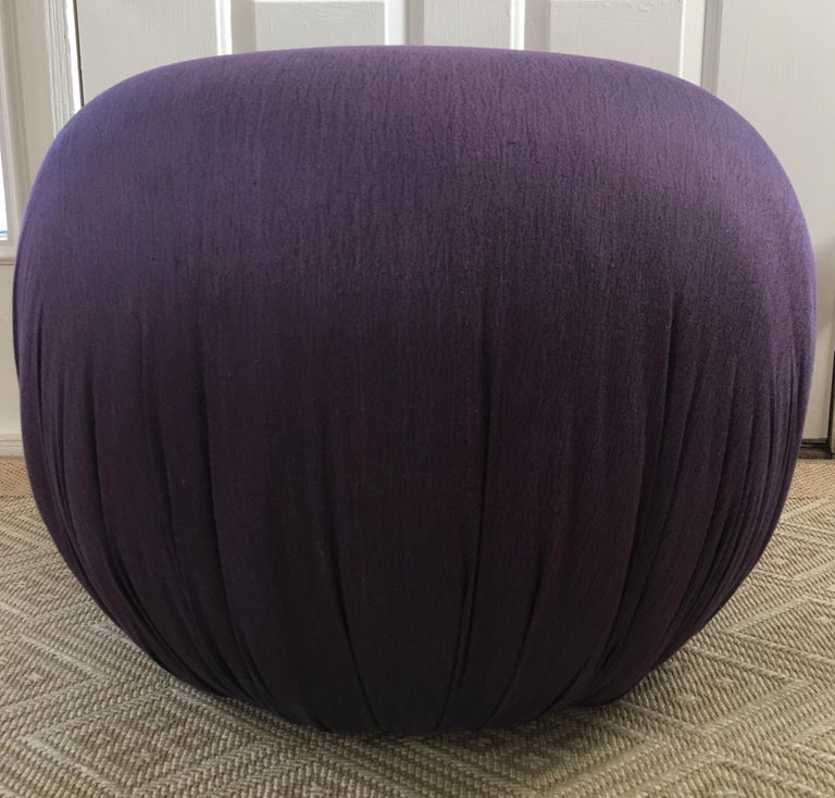 Sculptural Purple Ruched Lounge Chair and Souffle Pouf Ottoman Set ...