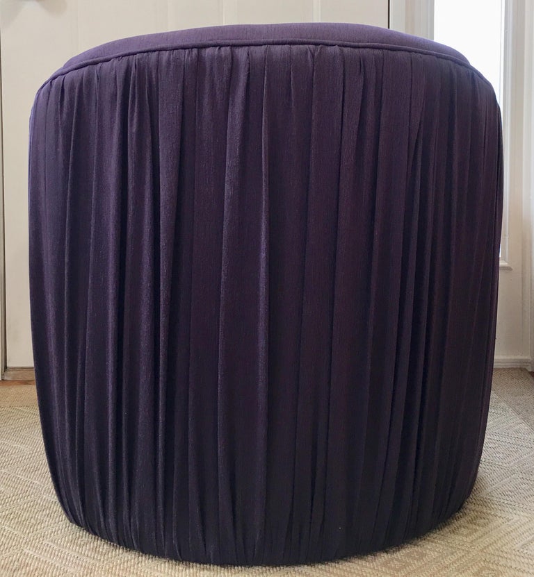 Sculptural Purple Ruched Lounge Chair and Souffle Pouf Ottoman Set ...