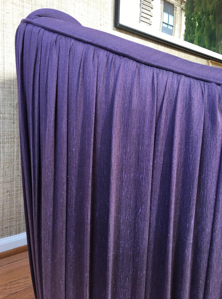Sculptural Purple Ruched Lounge Chair and Souffle Pouf Ottoman Set ...