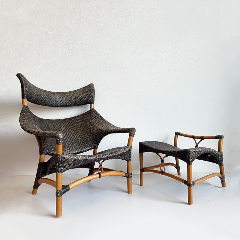 Sculptural Rattan Chair and Foot Rest by Yuzuru Yamakawa, Japan, 1980 ...