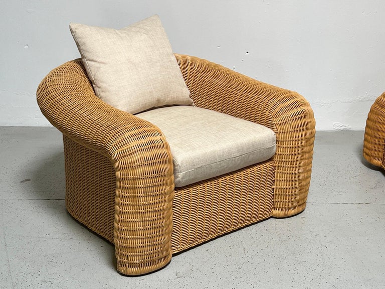 Sculptural Rattan Oversized Chair and Ottoman by Preview For Sale at ...