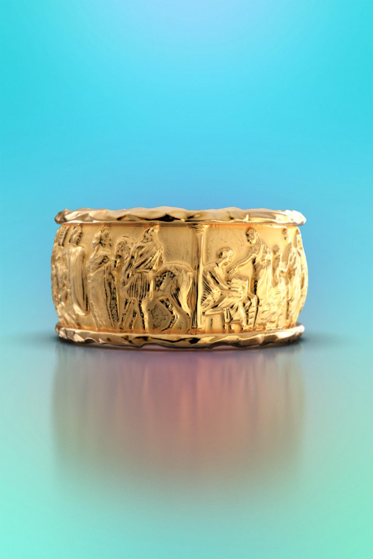 Customizable Sculptural Ring, Ancient Style Solid Gold Ring, 14k Gold ...