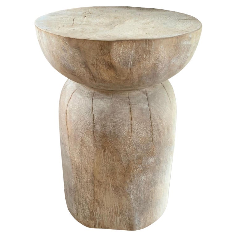 Sculptural Round Side Table Mango Wood, Modern Organic For Sale at 1stDibs