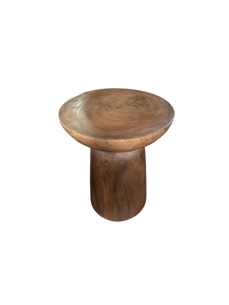 Sculptural Round Side Table Solid Mango Wood For Sale at 1stDibs