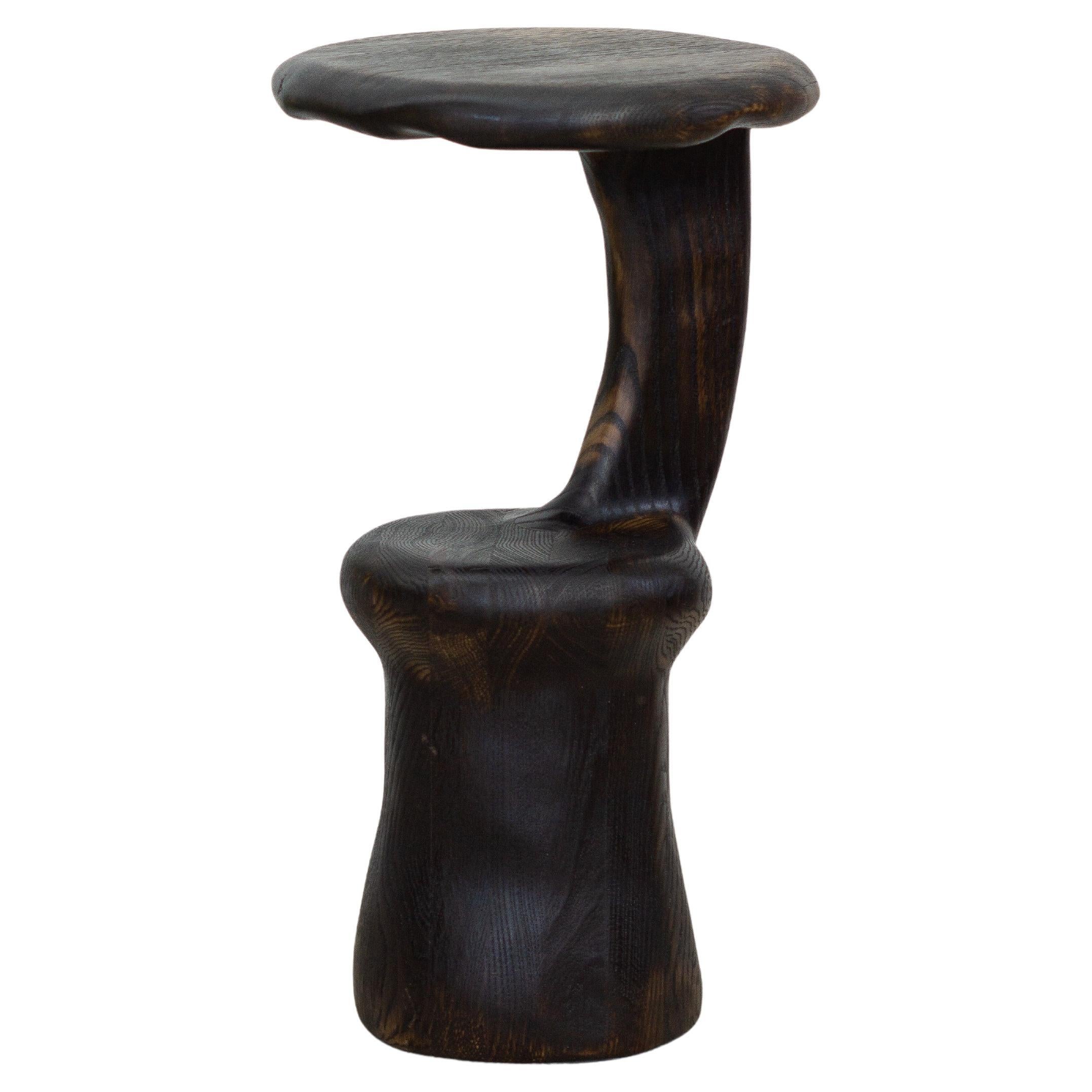 Sculptural Side Table - Charred Oak Wood For Sale at 1stDibs