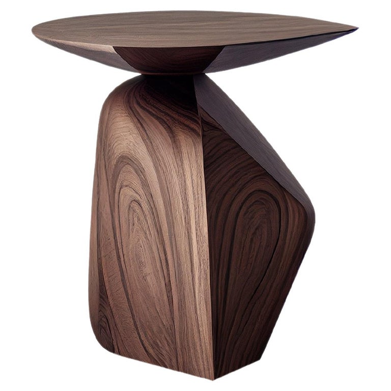 Sculptural Side Table Made of Walnut Wood, Nightstand, Auxiliary Table ...