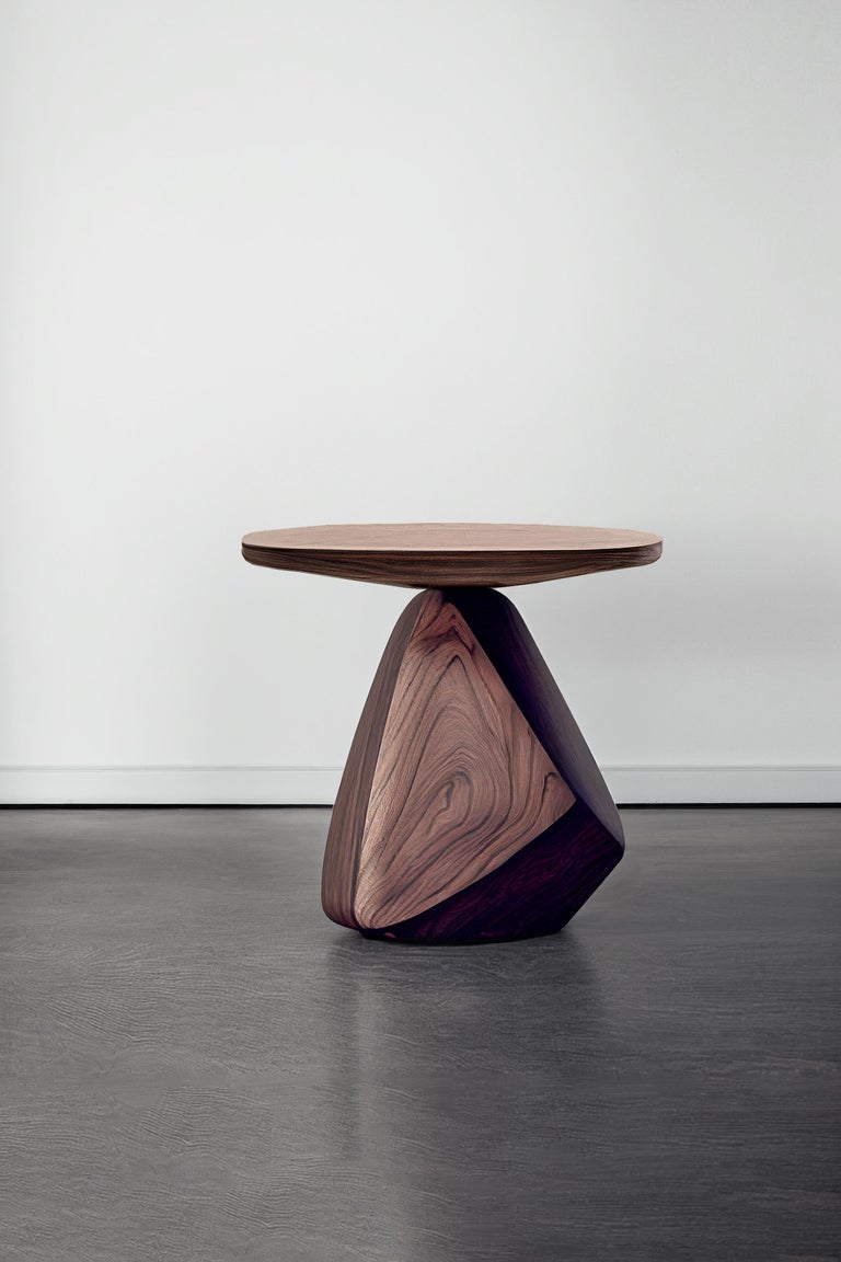 Sculptural Side Table Made of Walnut Wood, Nightstand, Auxiliary Table ...
