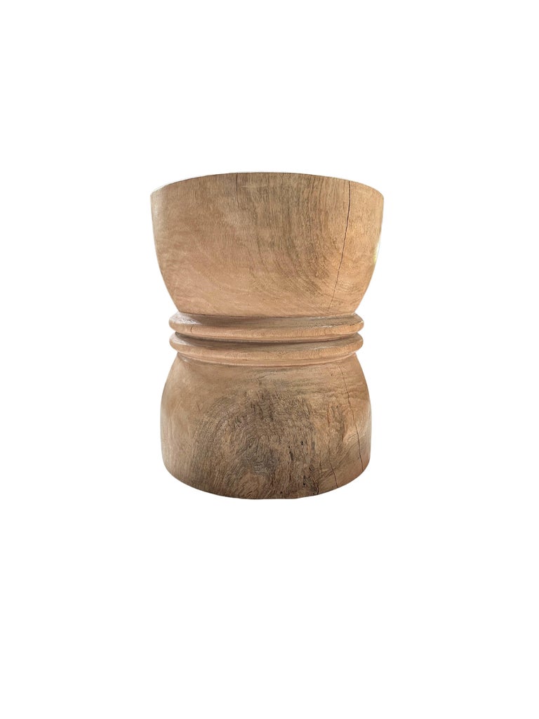 Sculptural Side Table / Stool Solid Mango Wood For Sale at 1stDibs