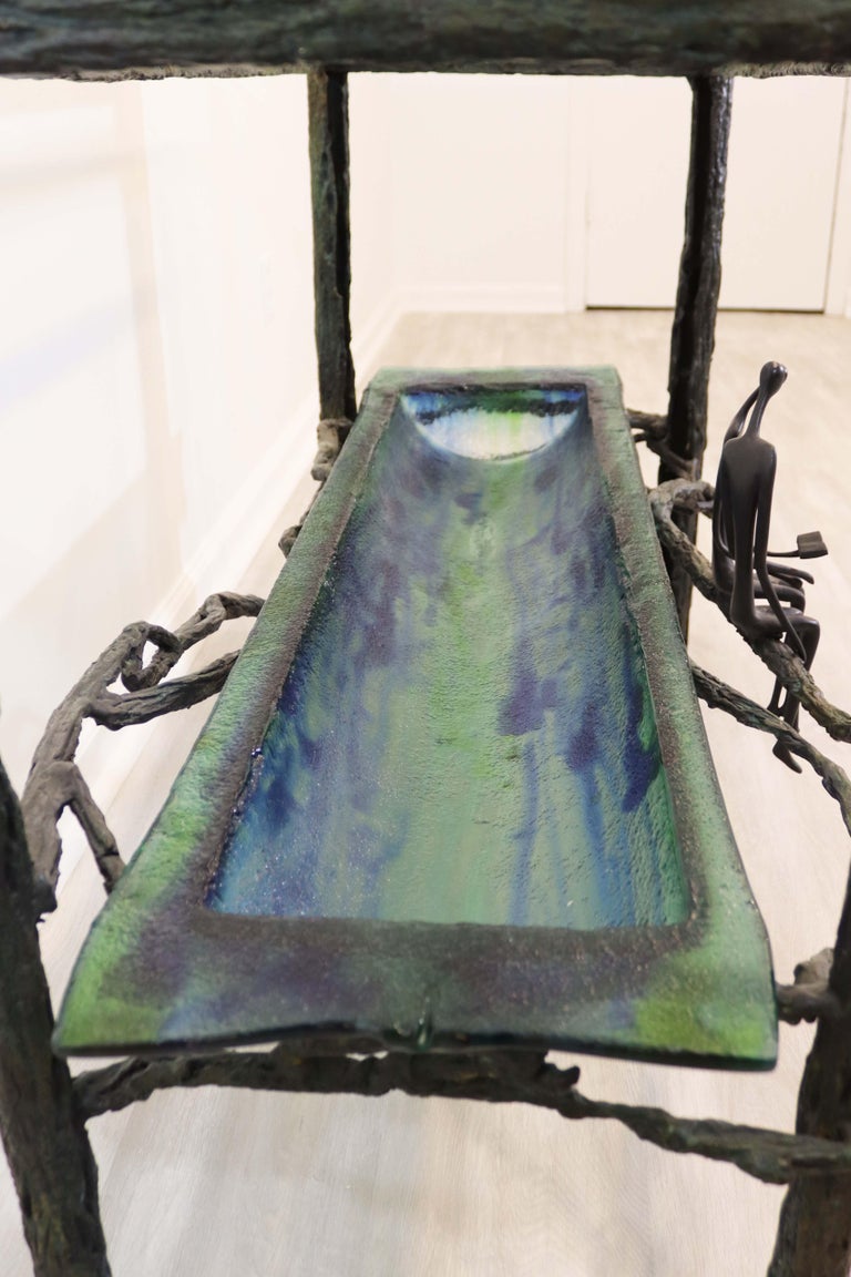 Sculptural Signed Ruth Bloch Sculpture Brass and Art Glass Console ...