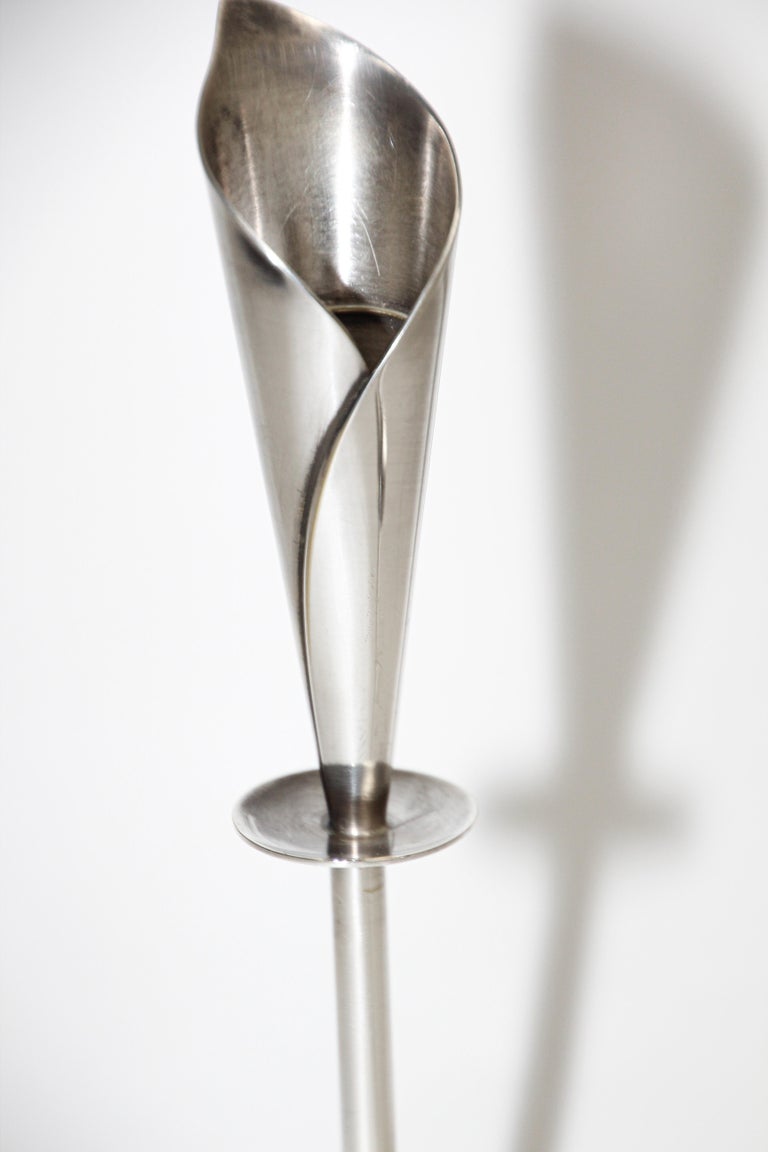 Sculptural Silver Plated Hans Jensen Calla Lily Candle Holders in ...