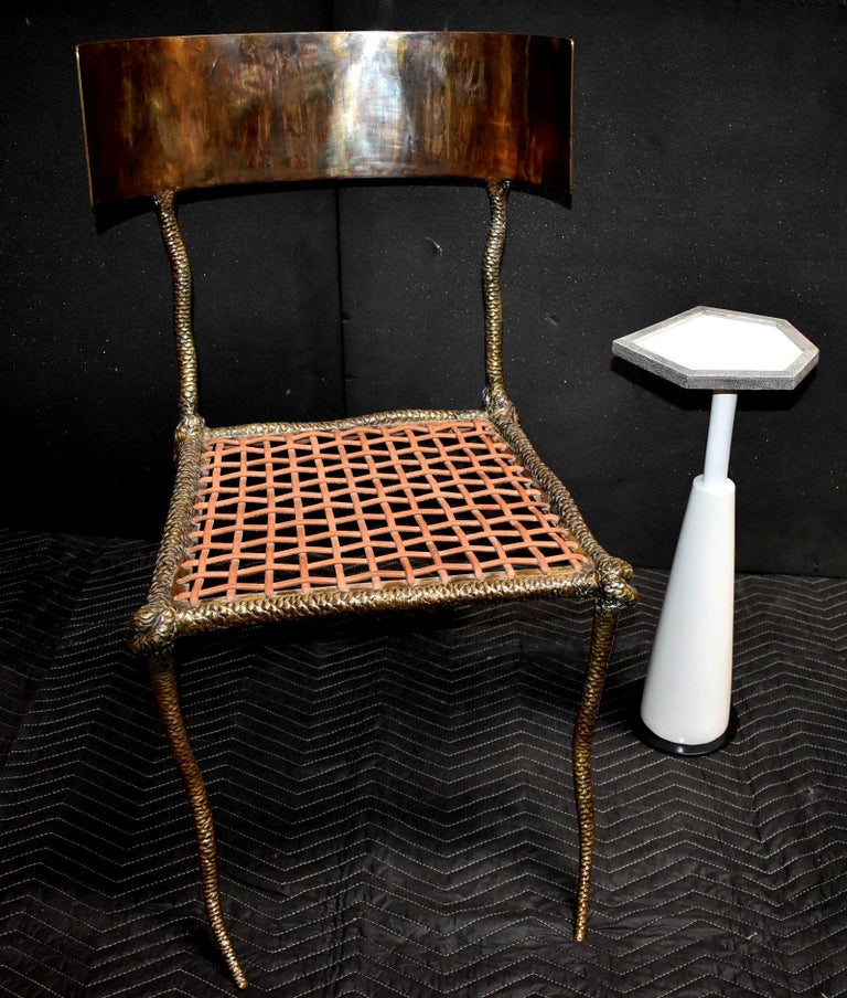 Sculptural "Snake" Design Brass Desk or Bedroom Chair For Sale at 1stDibs