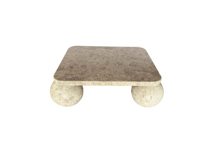 Sculptural Solid Crema Marble Table For Sale at 1stDibs