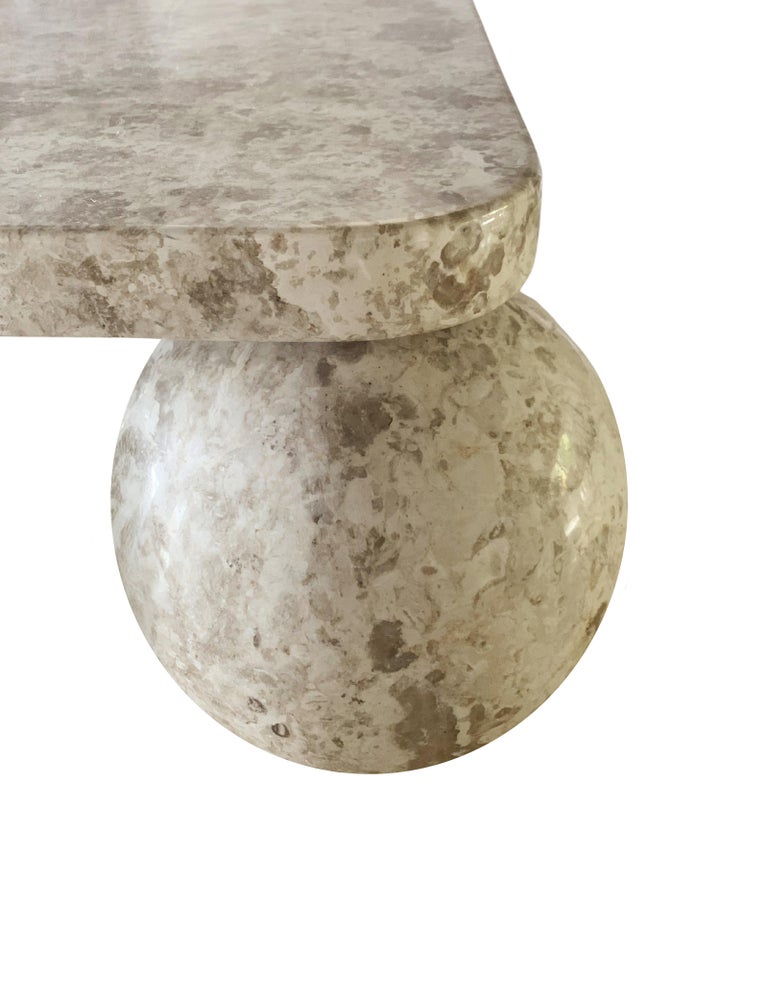 Sculptural Solid Crema Marble Table For Sale at 1stDibs