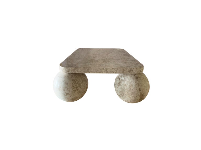 Sculptural Solid Crema Marble Table For Sale at 1stDibs