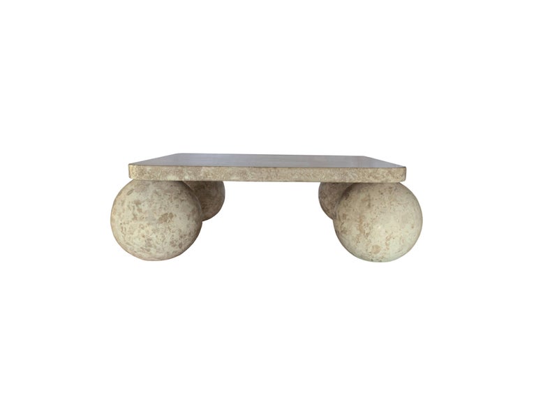 Sculptural Solid Crema Marble Table For Sale at 1stDibs