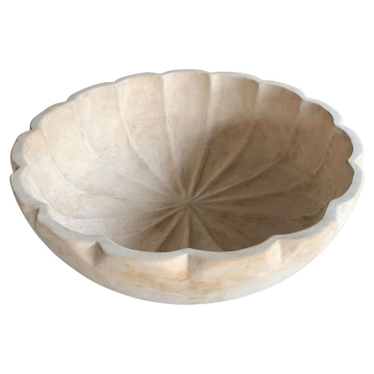 Sculptural Solid Mango Wood Bowl with Bleached Finish For Sale at 1stDibs