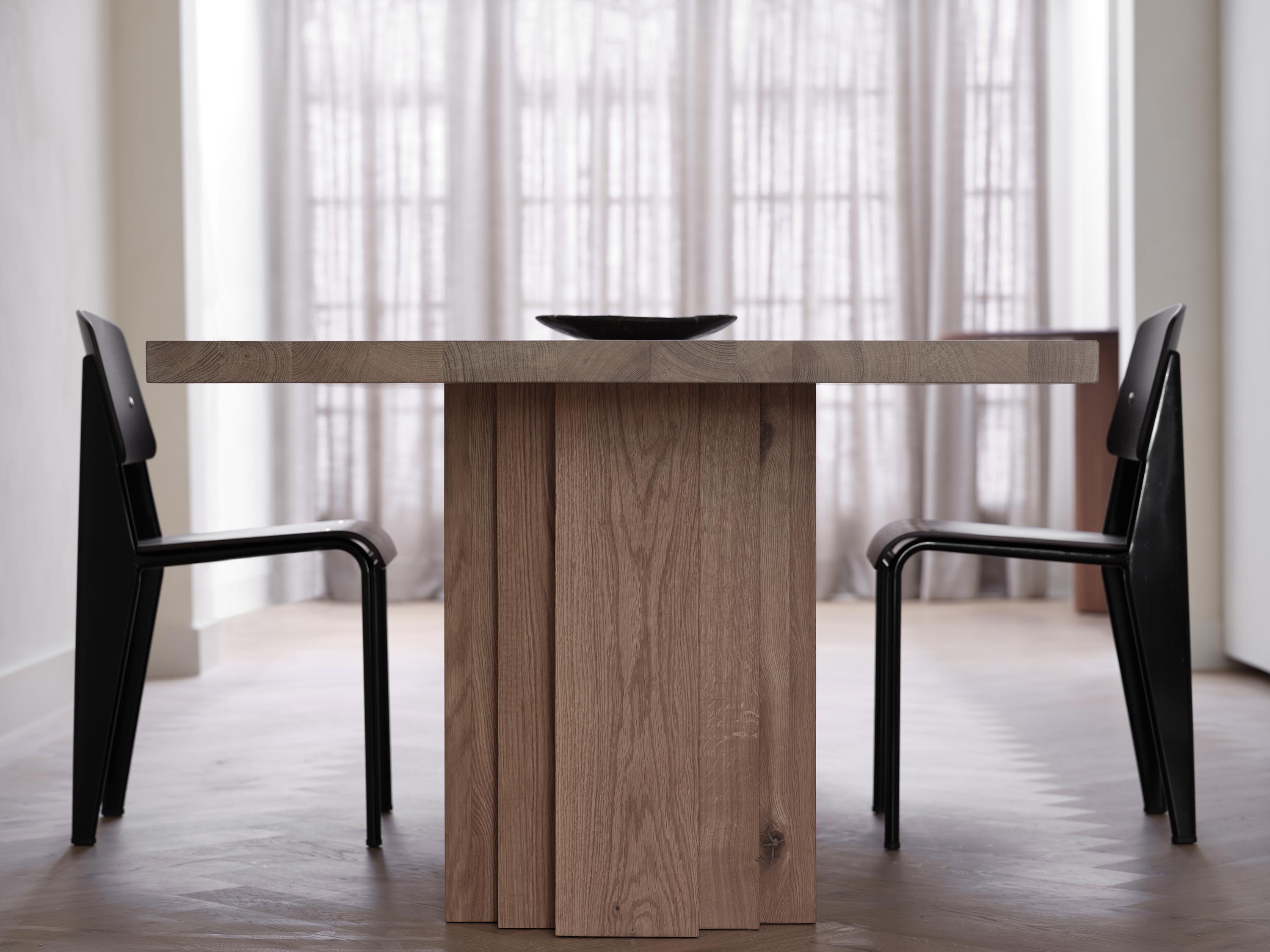 Sculptural Solid Oak Wooden Brut Dining Dable - Black For Sale at 1stDibs