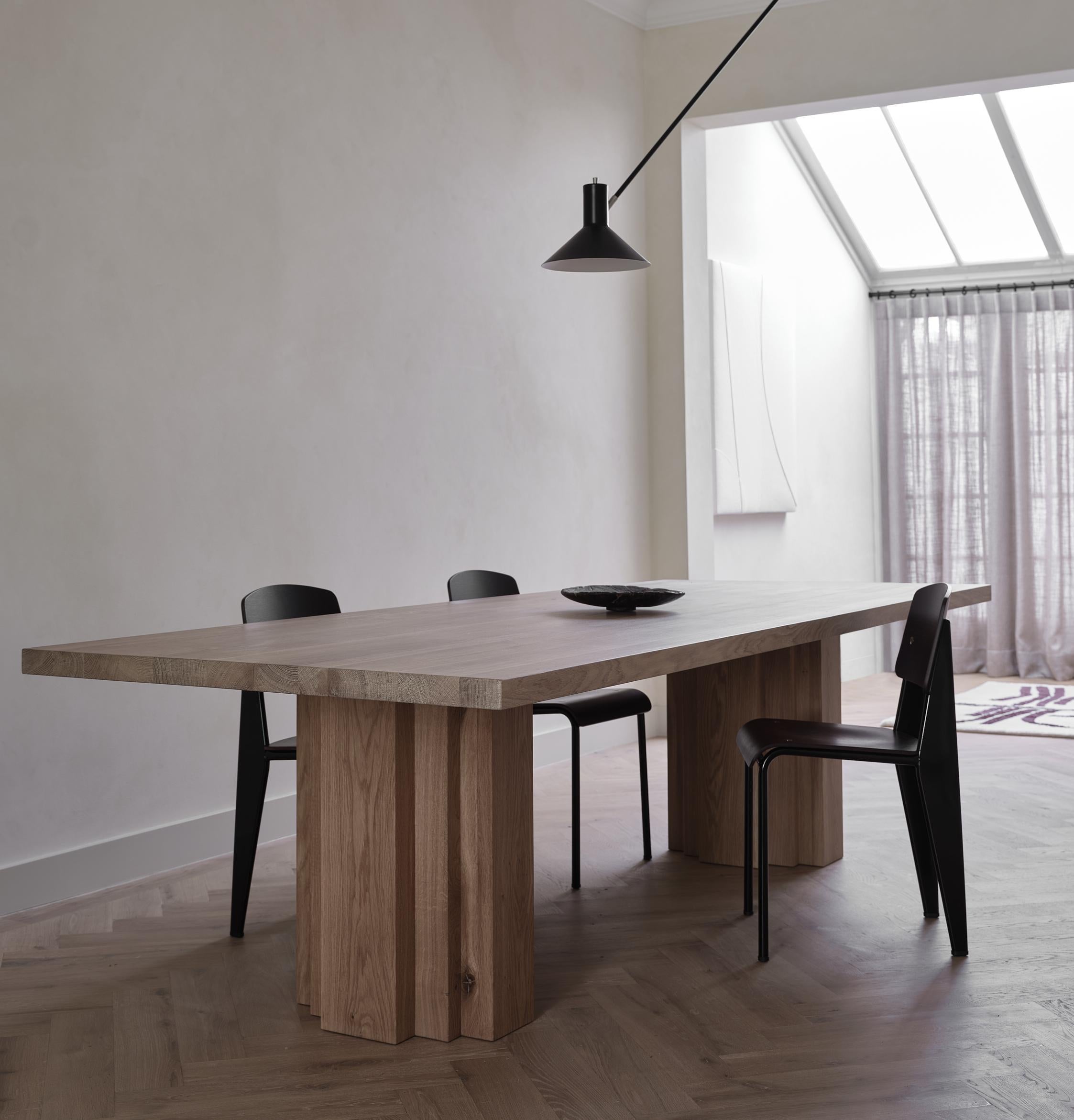 Sculptural Solid Oak Wooden Brut Dining Dable - Black For Sale at 1stDibs