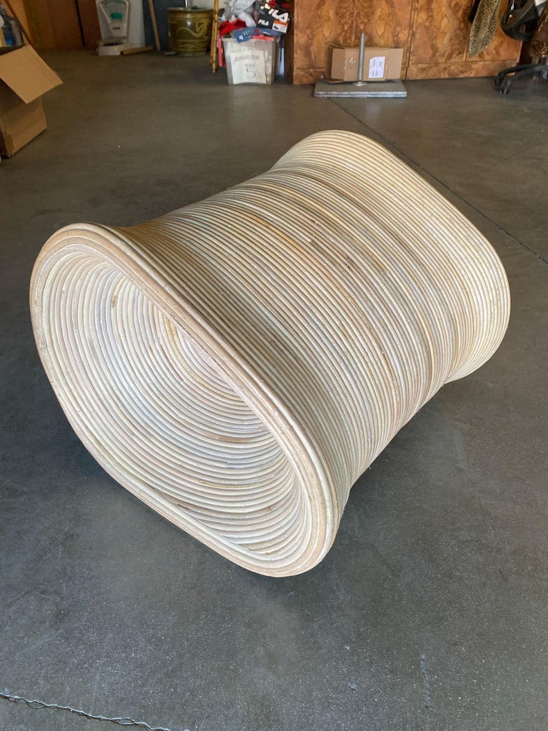 Sculptural Split Reed Rattan Lounge Chair with Ottoman at 1stDibs