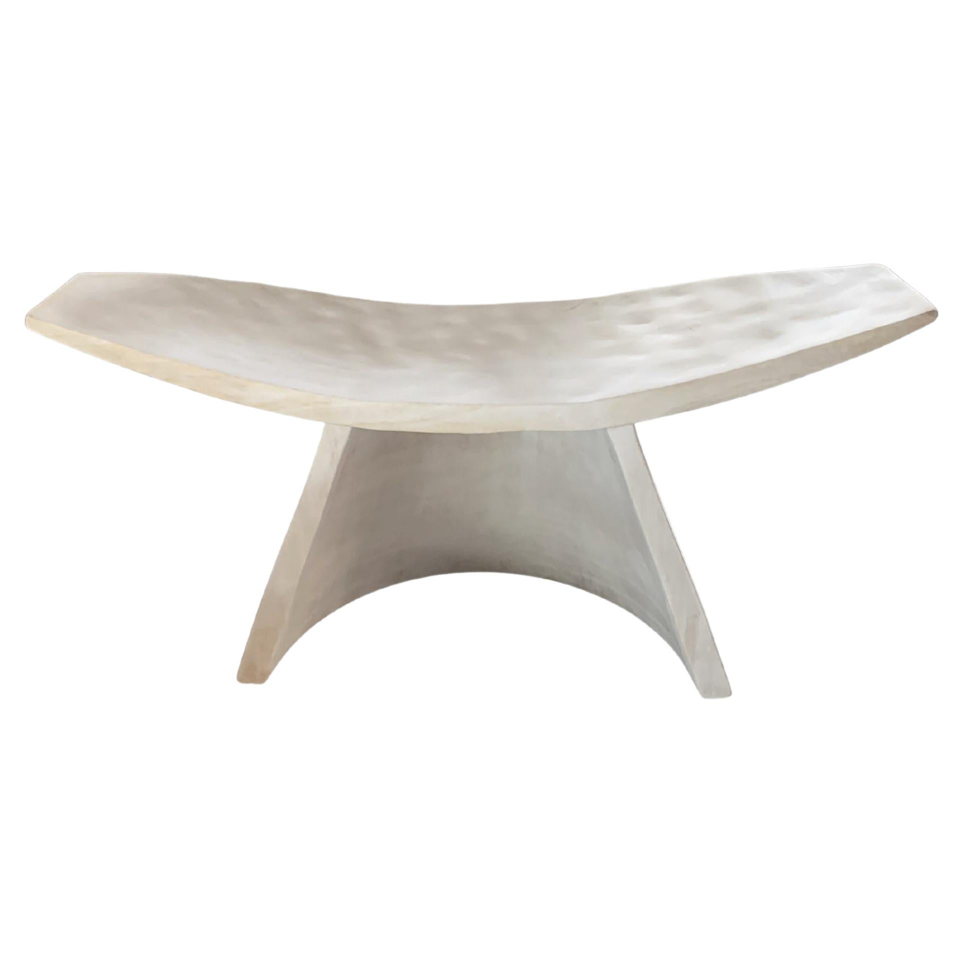 Sculptural Stool with Curved Seat and Hand Hewn Detailing, Natural ...