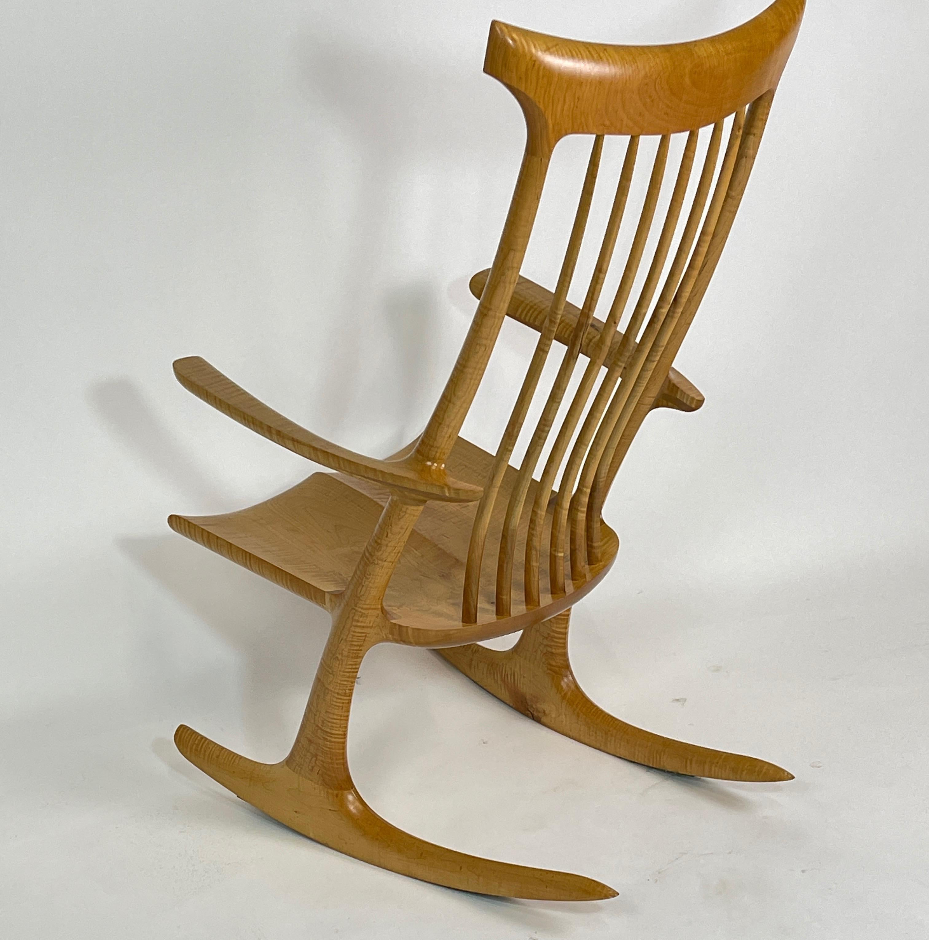 Sculptural Studio Handcrafted Rocker Rocking Chair in Curly Maple For ...