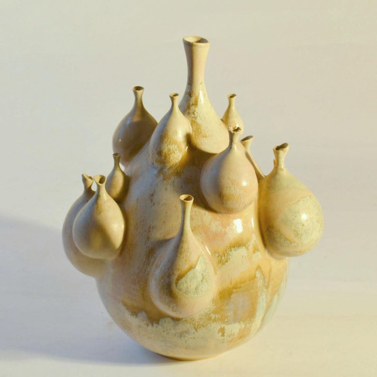 Sculptural Studio Pottery Vase with by M. Fisher at 1stDibs