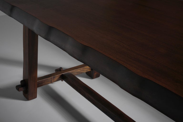 Sculptural Table and Benches in Stained Elm For Sale at 1stDibs